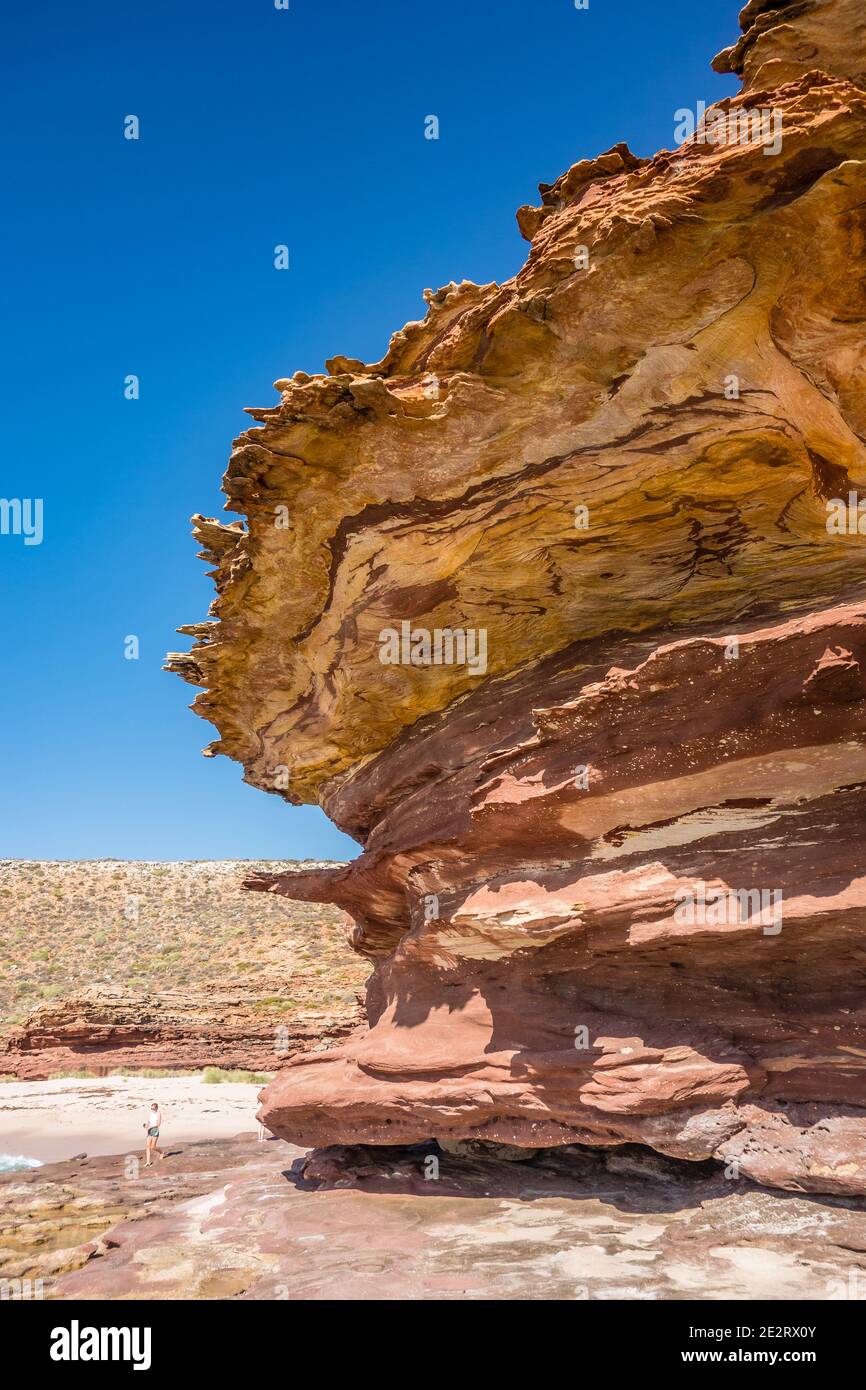 Island Rock & Natural Bridge, Red Bluff Coastal Cliffs, Kalbarri ...