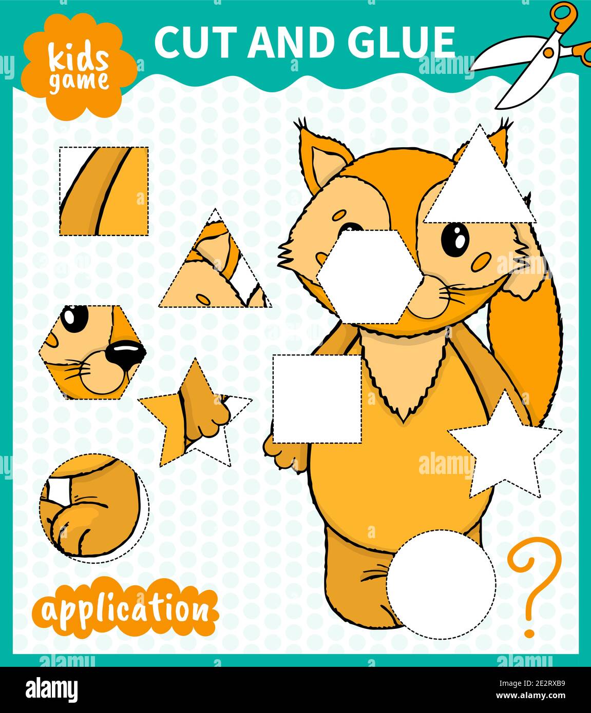 Children board animal game cut shape and glue in place for preschoolers ...