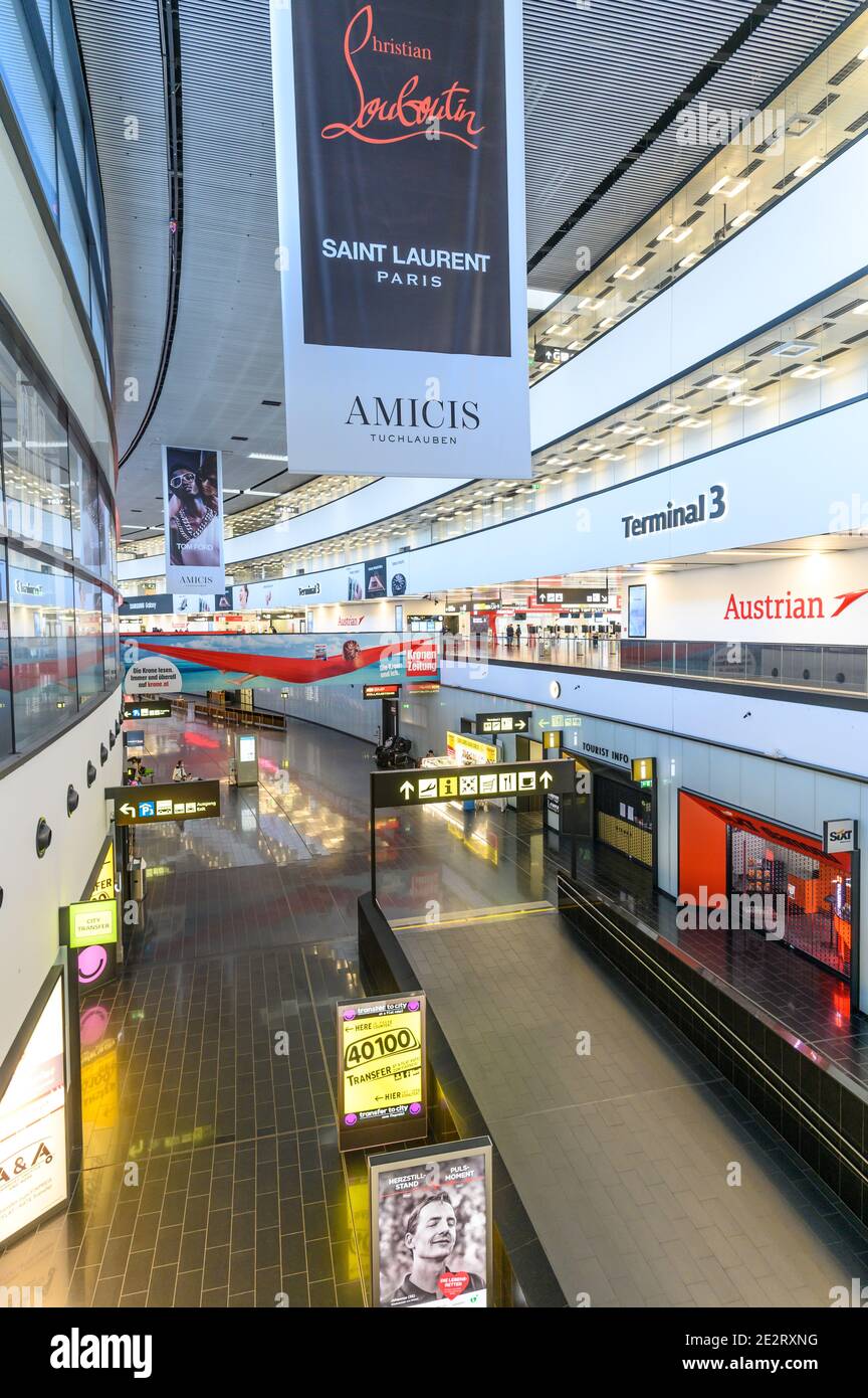 schwechat, austria, 13 jan 2021, empty terminal at the vienna ...
