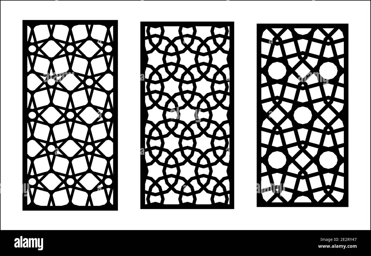 Cnc decorative lazer pattern. Set of decorative vector panels for lazer ...