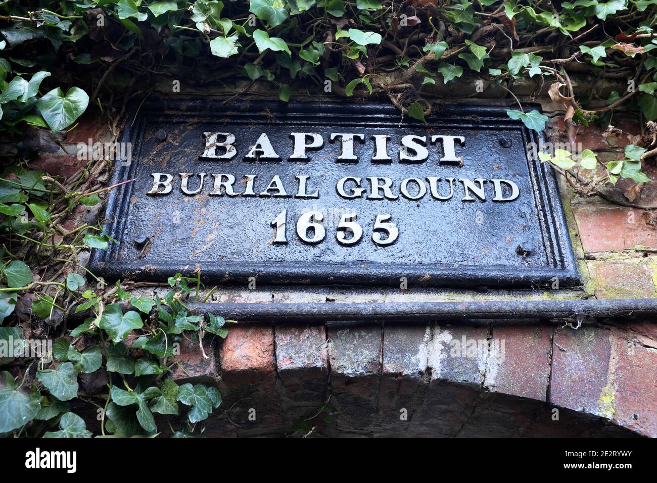 Baptist Burial Ground Sign Dated 1655 Above An Arch In Tewkesbury ...