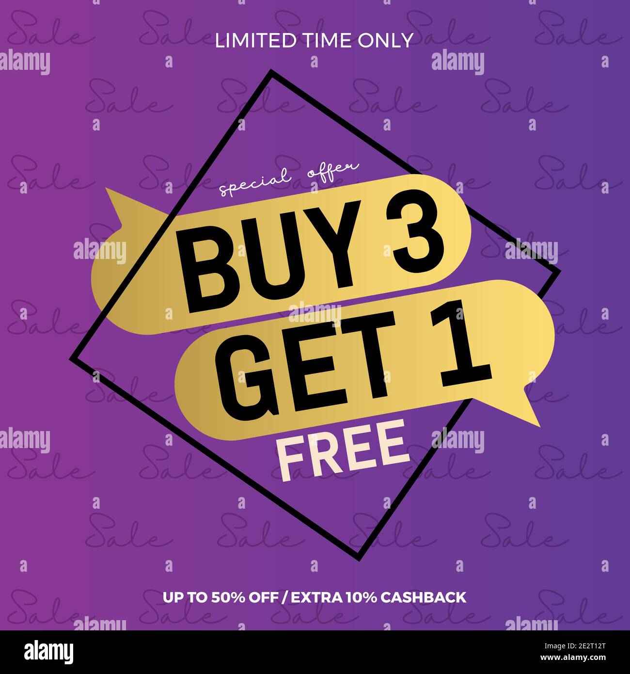 Buy 3, free get 1 sale banner. Vector illustration Stock Vector Image ...