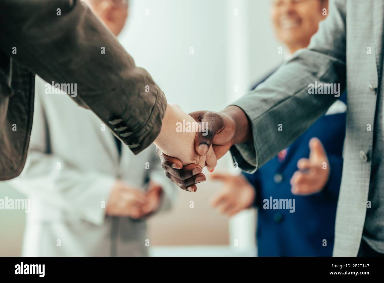Multiethnic business partners shaking hands hi-res stock photography ...