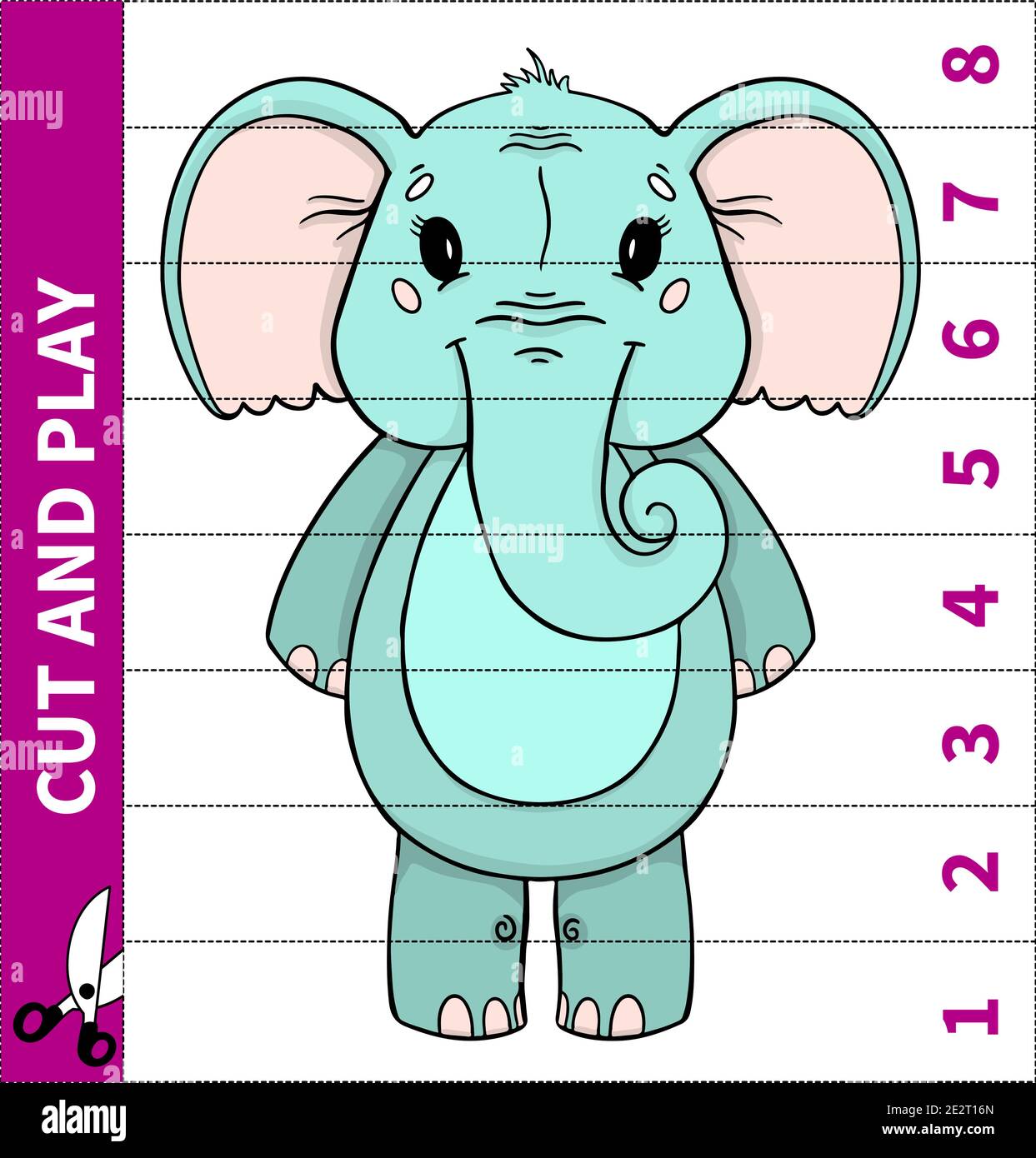 Children board animal game cut and play for number in place for ...