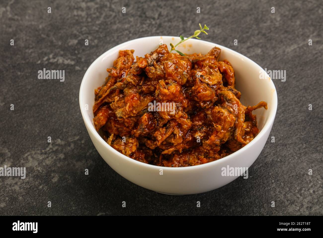 Canned anchovy snack in tomato sauce Stock Photo - Alamy
