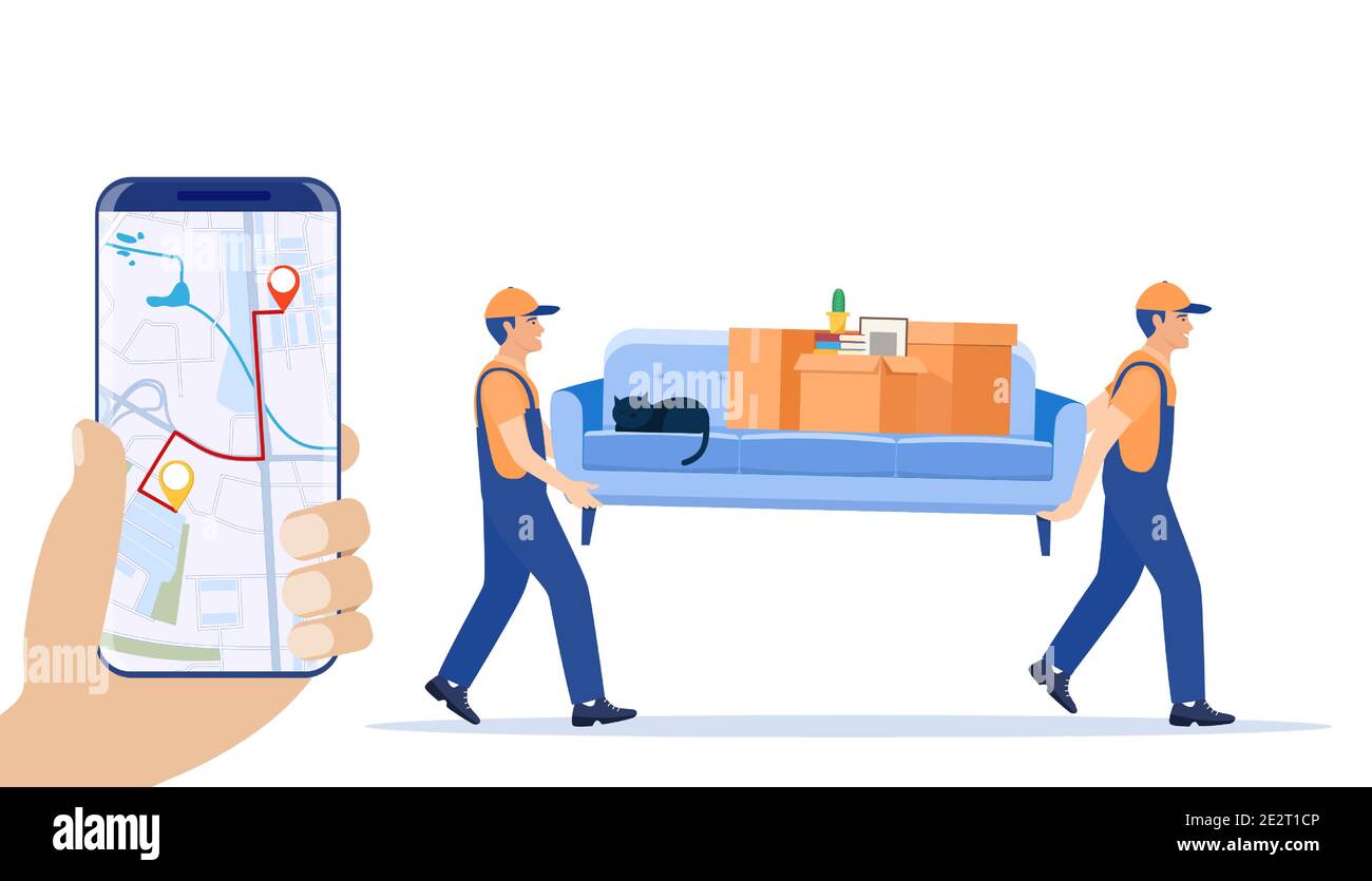 Delivery character man movers carry sofa Stock Vector Image & Art - Alamy
