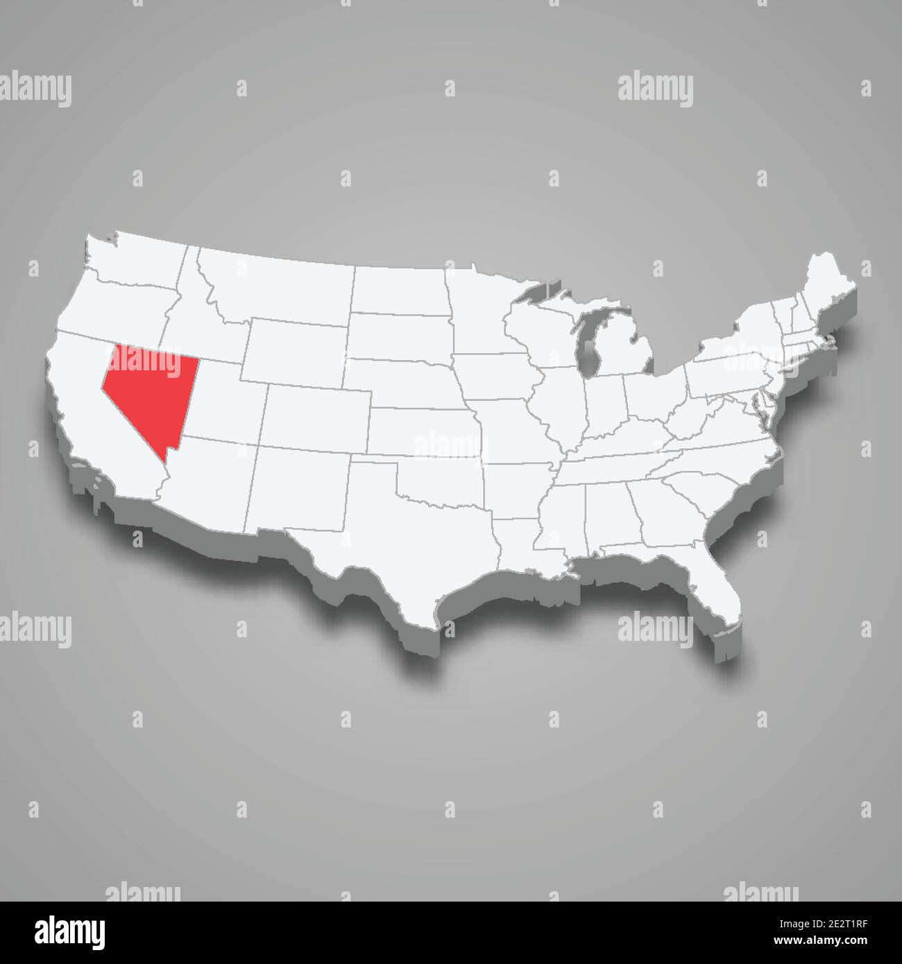 Nevada state location within United States 3d isometric map Stock ...