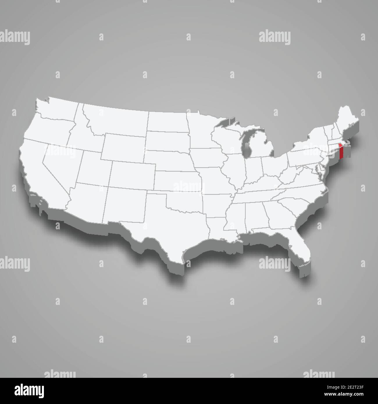 Rhode Island state location within United States 3d isometric map Stock ...