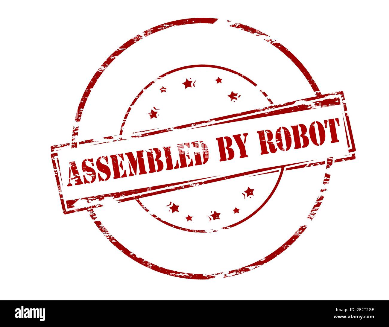 Rubber stamp with text assembled by robot inside, vector illustration ...