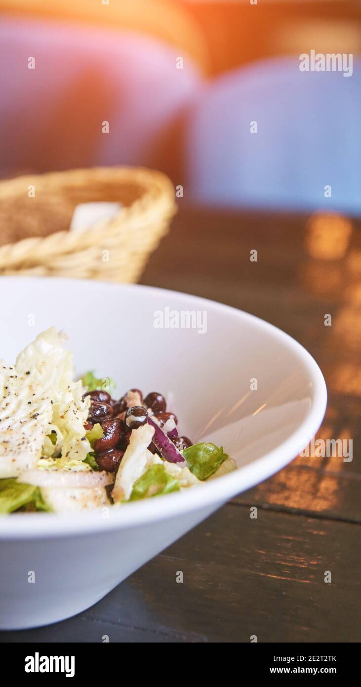 Kidney beans health salad. Dark table. Cafe menu Stock Photo - Alamy