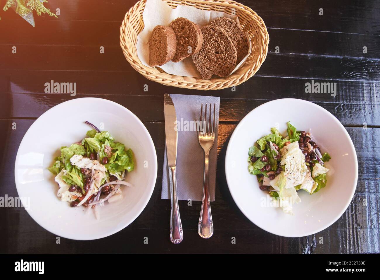 Kidney beans health salad. Dark table. Cafe menu Stock Photo - Alamy