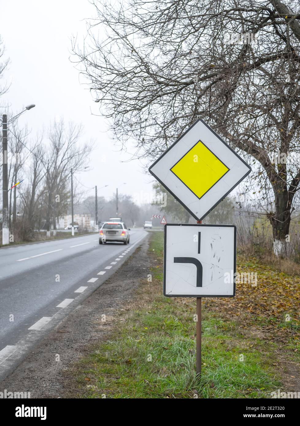 Priority road sign. European traffic sign Stock Photo - Alamy