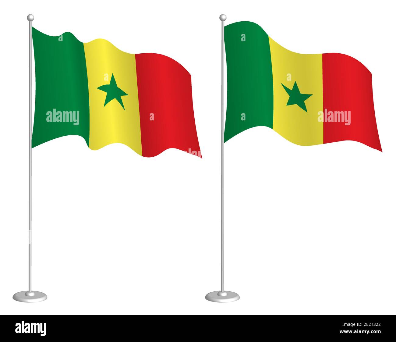 flag of republic of Senegal on flagpole waving in wind. Holiday design ...