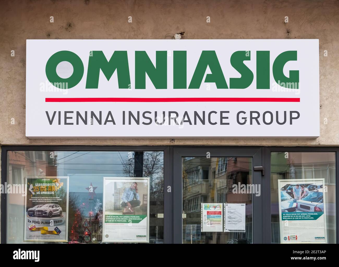 Bucharest Romania - 12.25.2020: Omniasig insurance logo part of Vienna ...