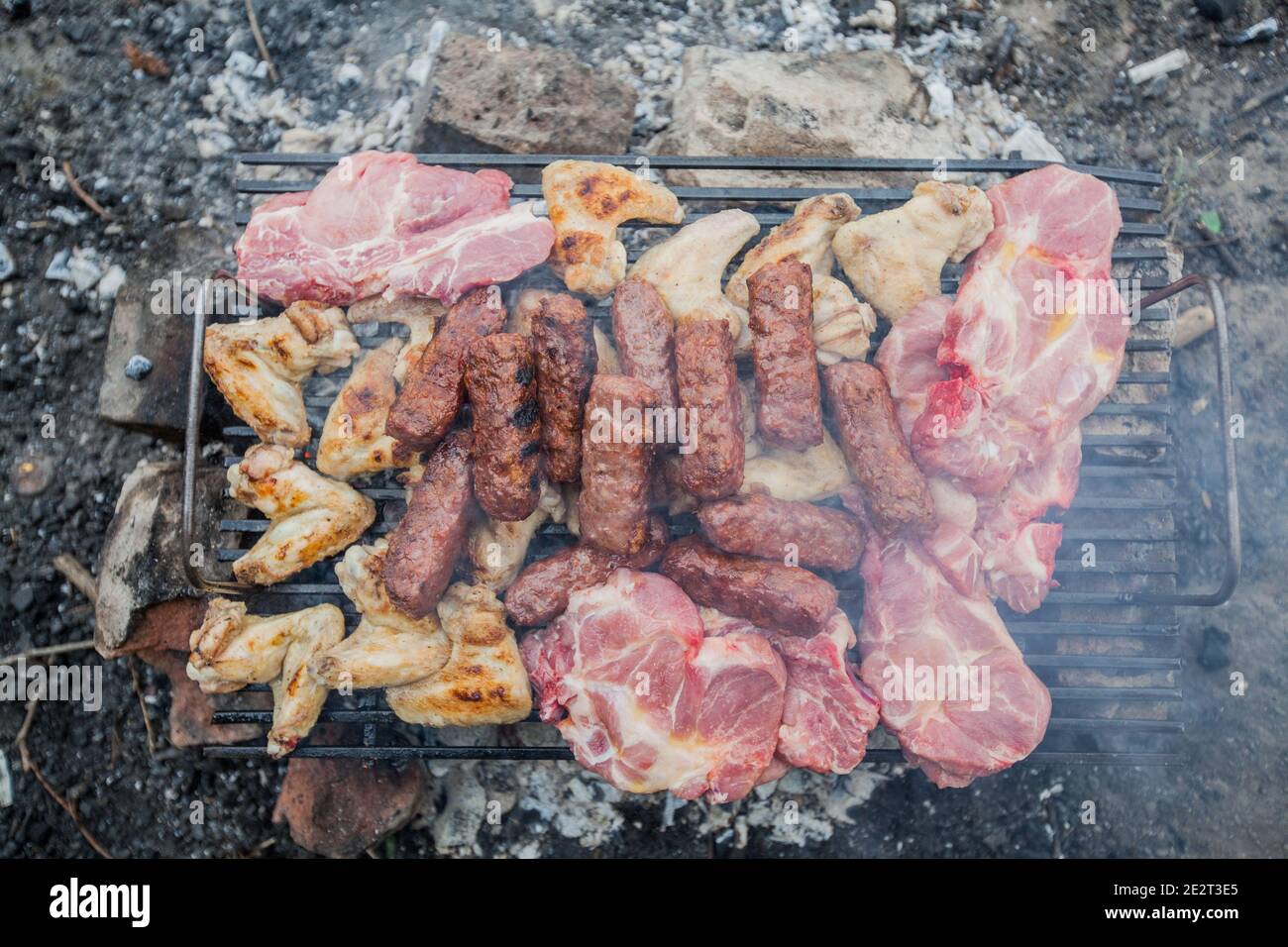 Grilled Meat , summer picnic , cooking food outdoor Stock Photo - Alamy