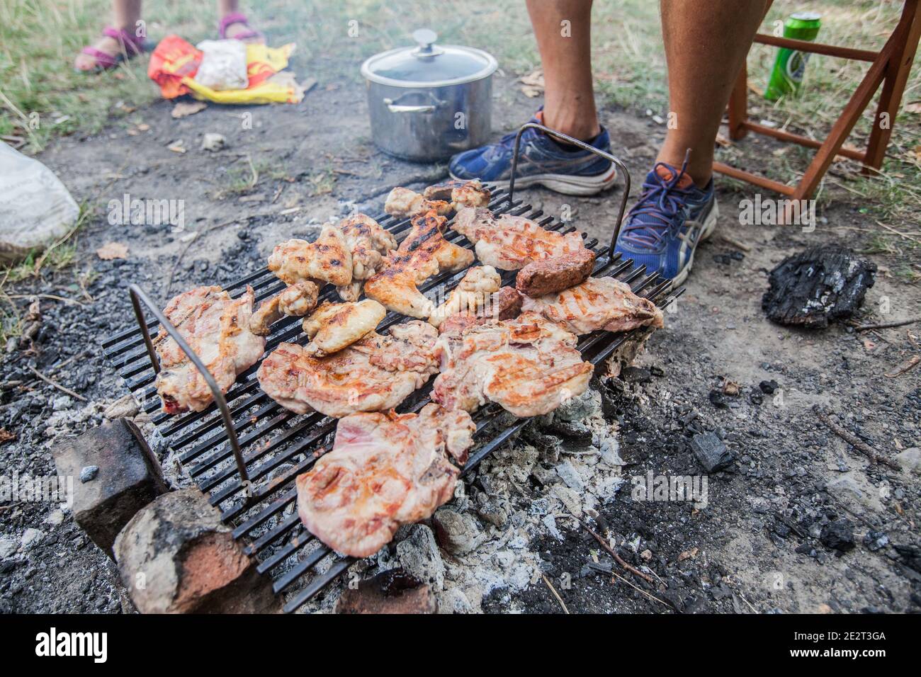Grilled Meat , summer picnic , cooking food outdoor Stock Photo - Alamy