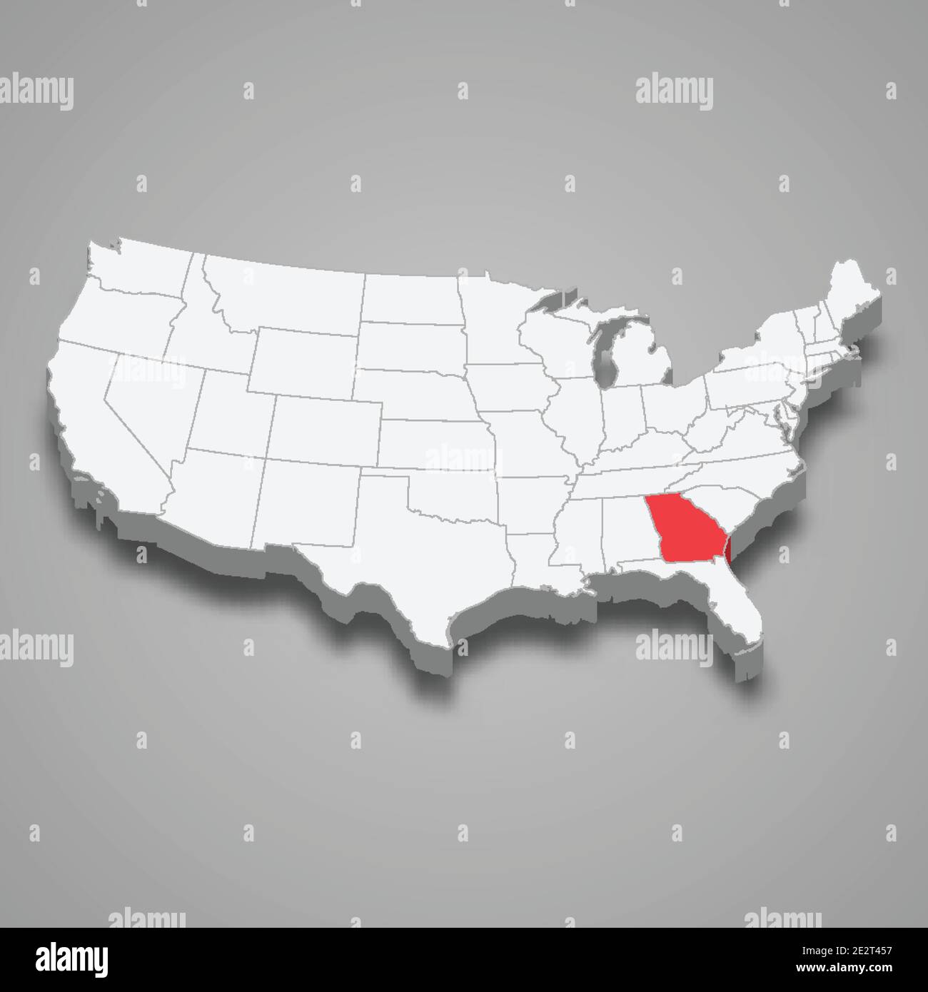 Georgia state location within United States 3d isometric map Stock ...