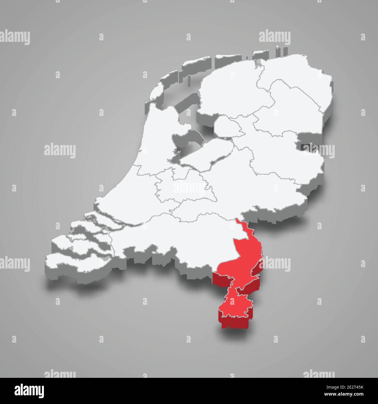 Limburg province location within Netherlands 3d isometric map Stock ...