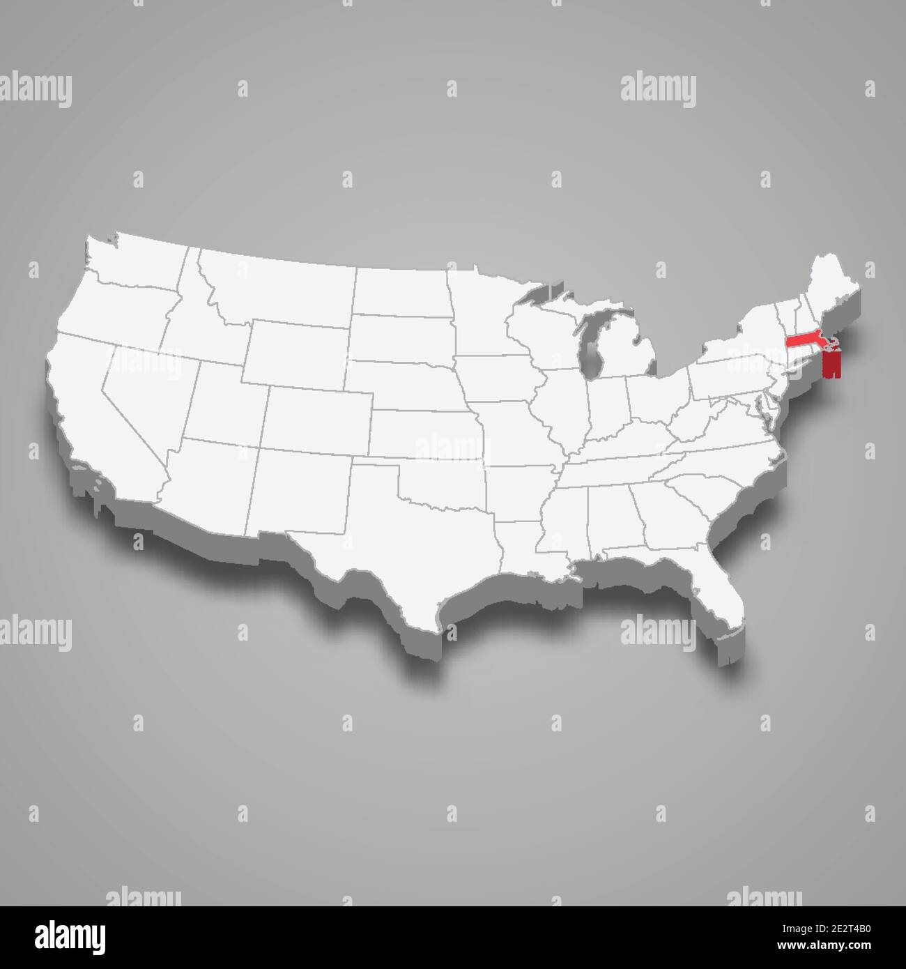 Massachusetts state location within United States 3d isometric map ...