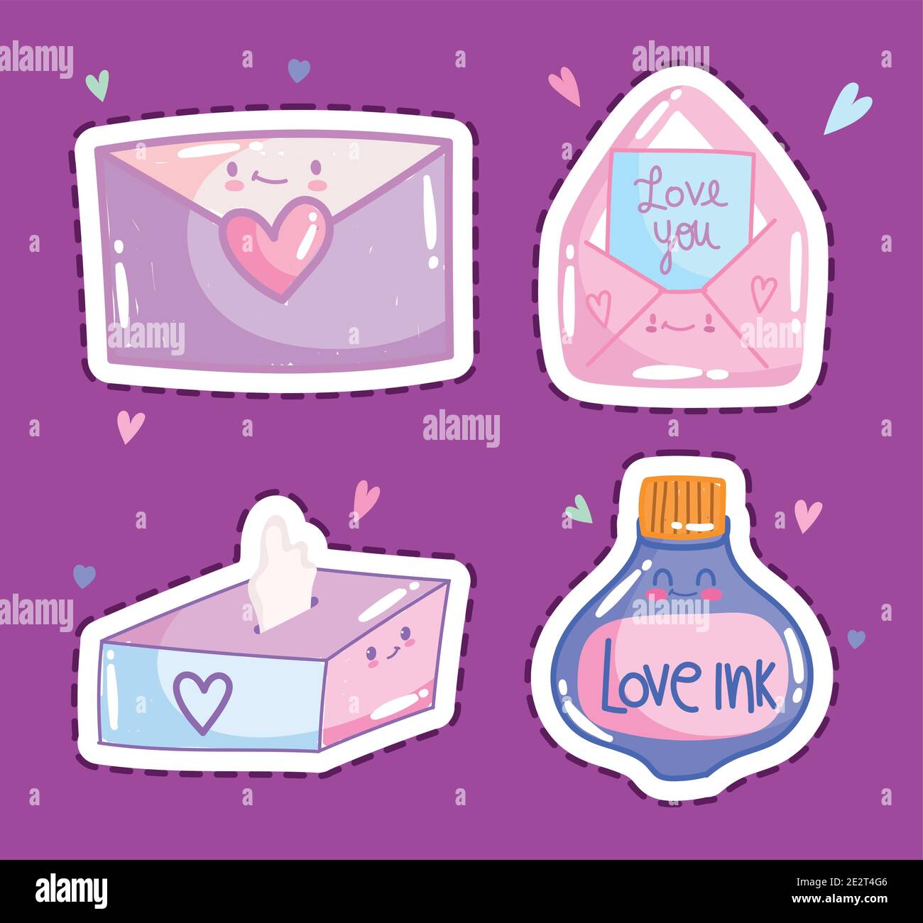 love romantic envelope mail letter message in cartoon style design ...