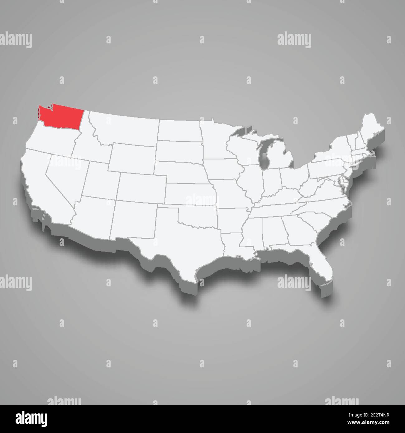 Washington state location within United States 3d isometric map Stock ...