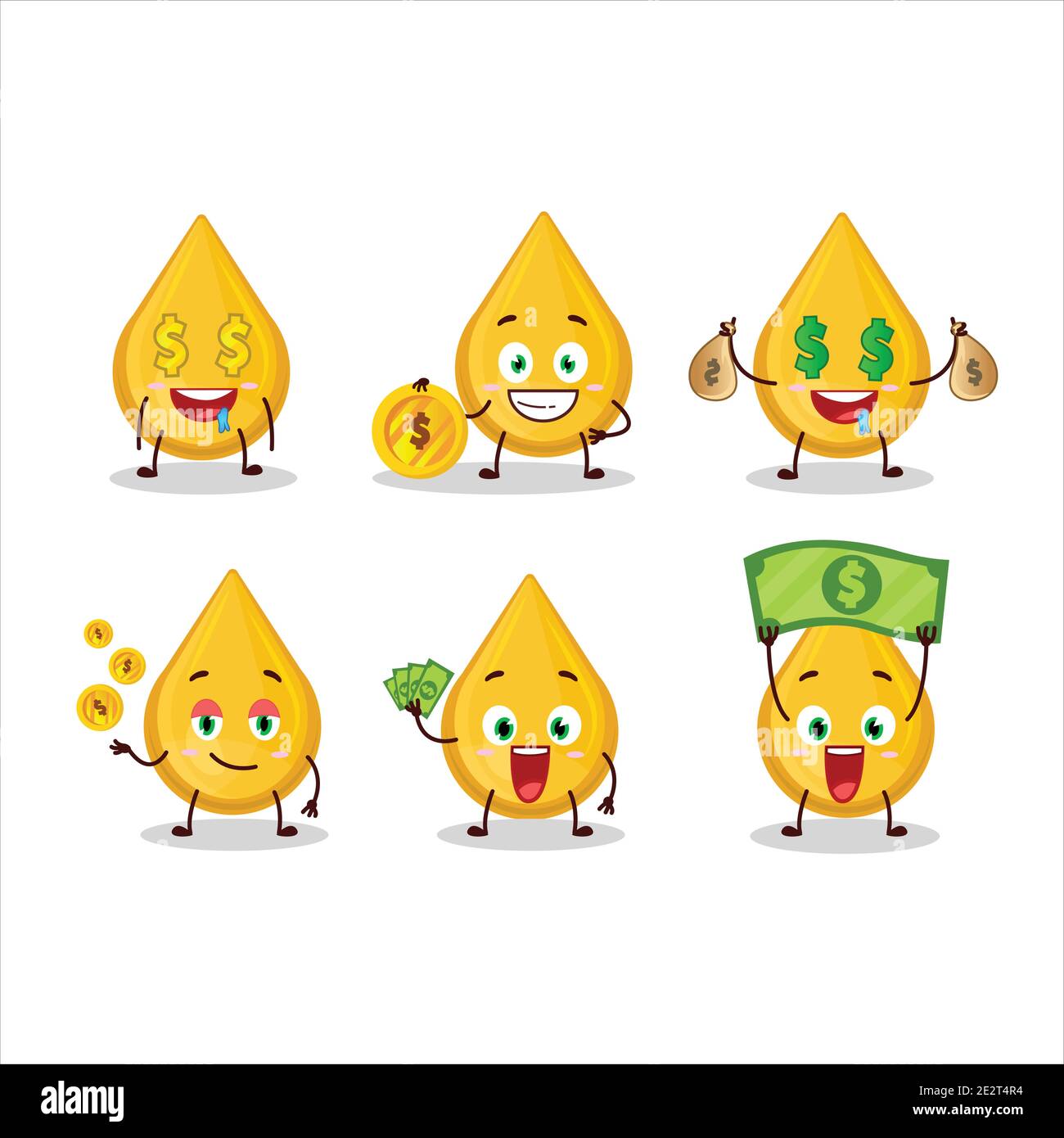 Oil cartoon character with cute emoticon bring money. Vector ...