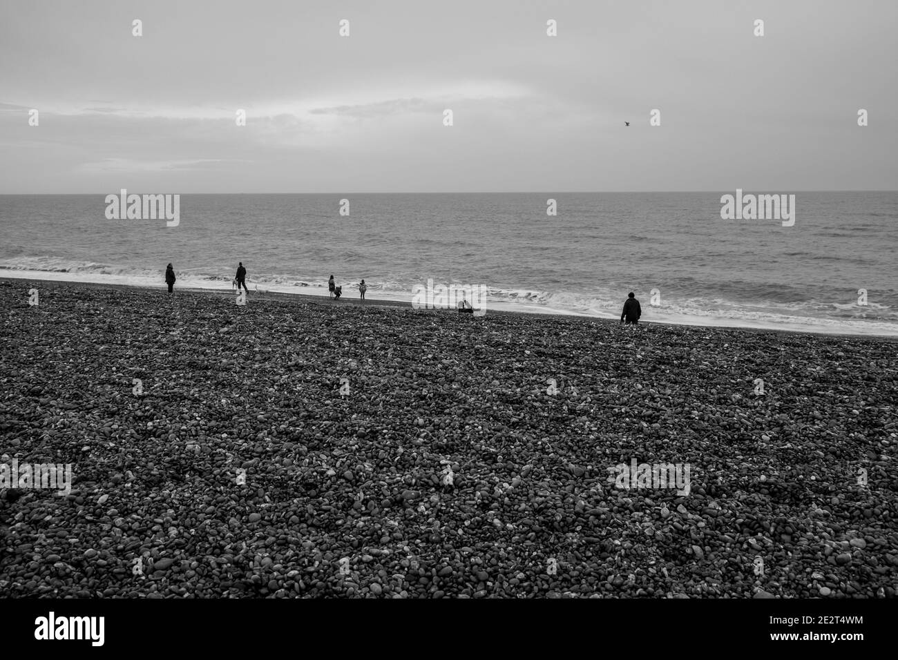 People on coast near Black and White Stock Photos & Images - Alamy