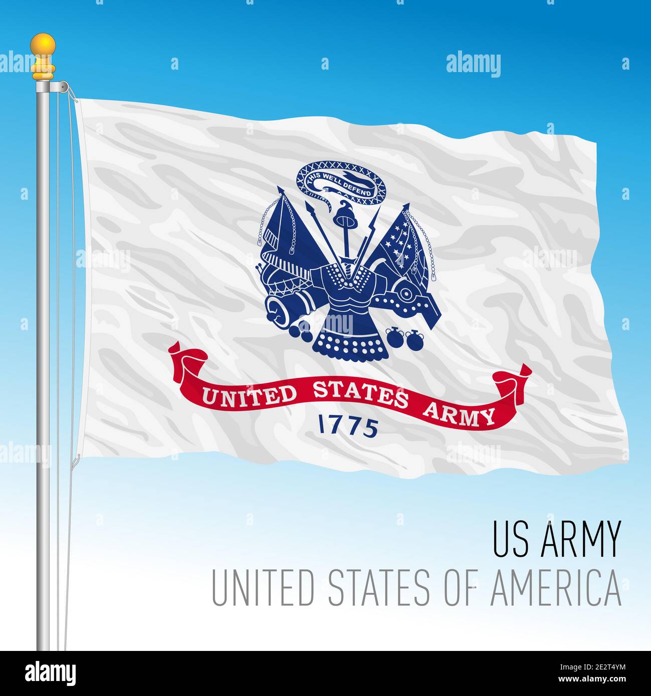 US Army official flag, United States of America, vector illustration ...