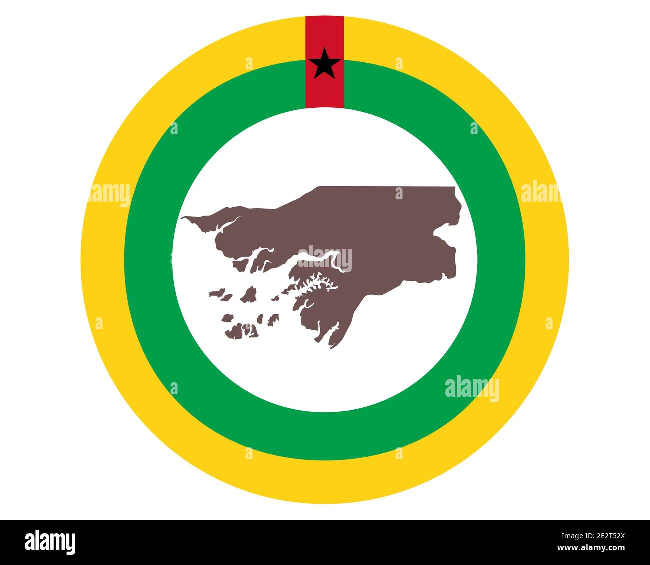Map of Guinea-Bissau on background with flag Stock Photo - Alamy