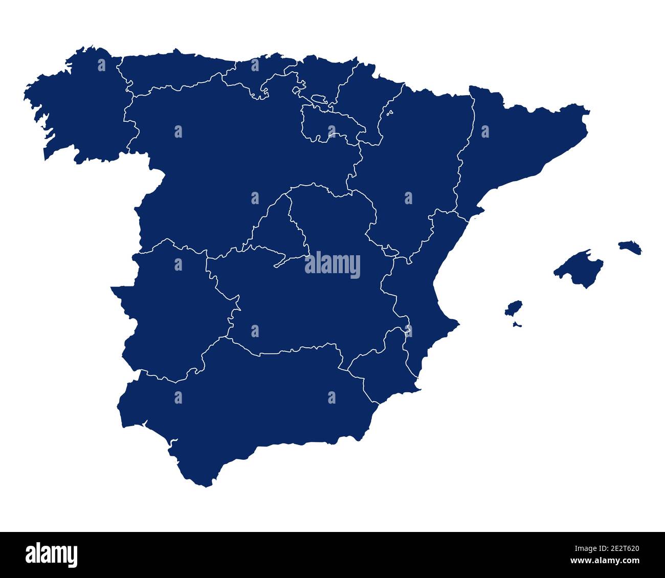 Map of Spain with regions and borders Stock Photo - Alamy