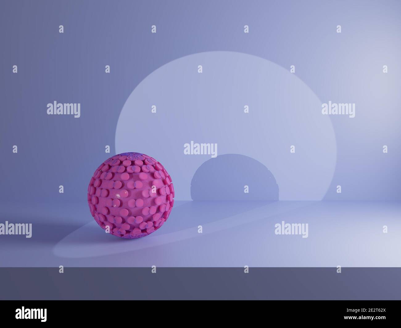 virus body in studio in light spotlight. neon vibey colors of purple ...