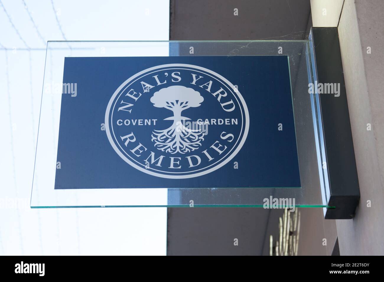 The Neal's Yard sign hanging on a shop front in the UK, taken on the ...