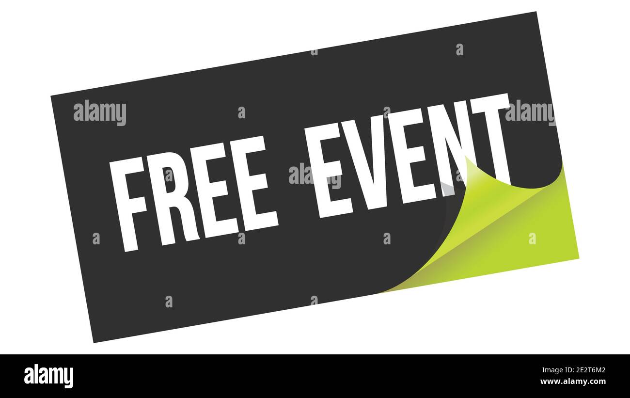 FREE EVENT text written on black green sticker stamp Stock Photo - Alamy