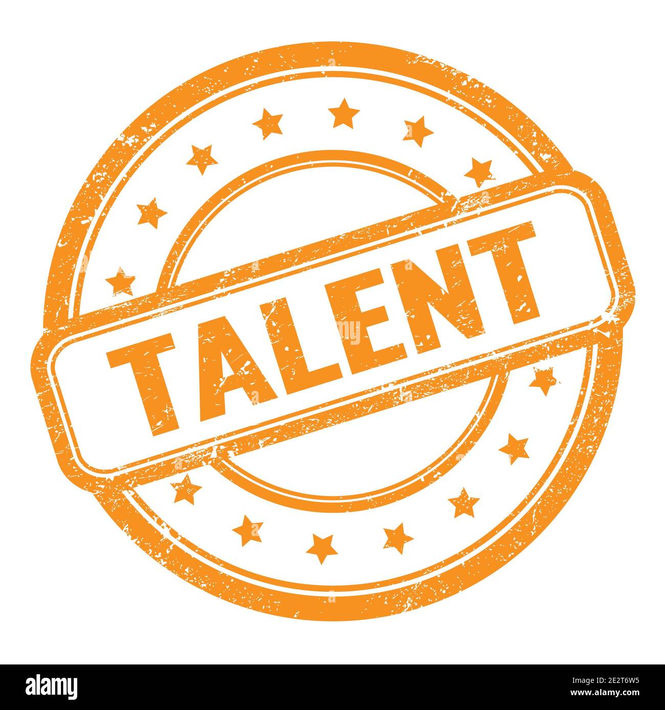 TALENT text on orange grungy vintage round rubber stamp Stock Photo - Alamy