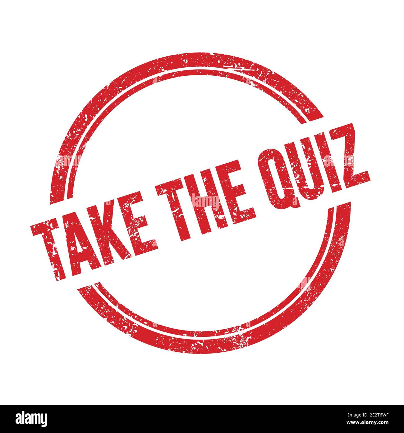 TAKE THE QUIZ text written on red grungy vintage round stamp Stock ...