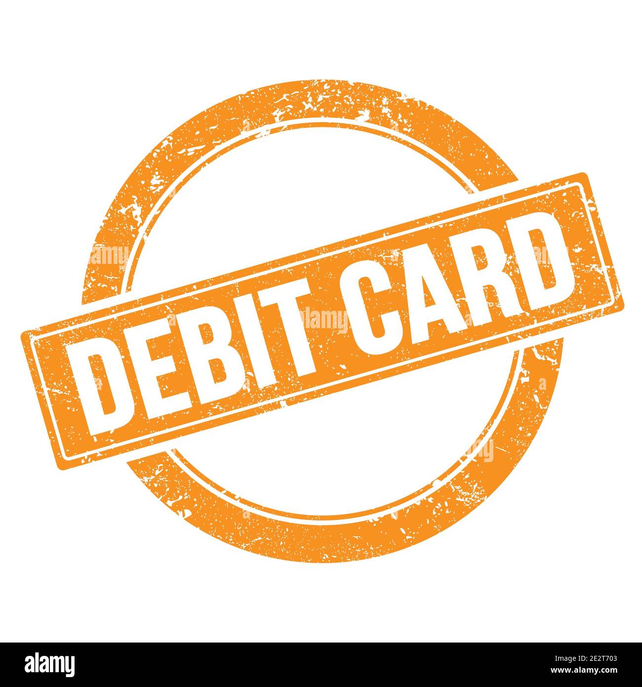 DEBIT CARD text on orange grungy round vintage stamp Stock Photo - Alamy
