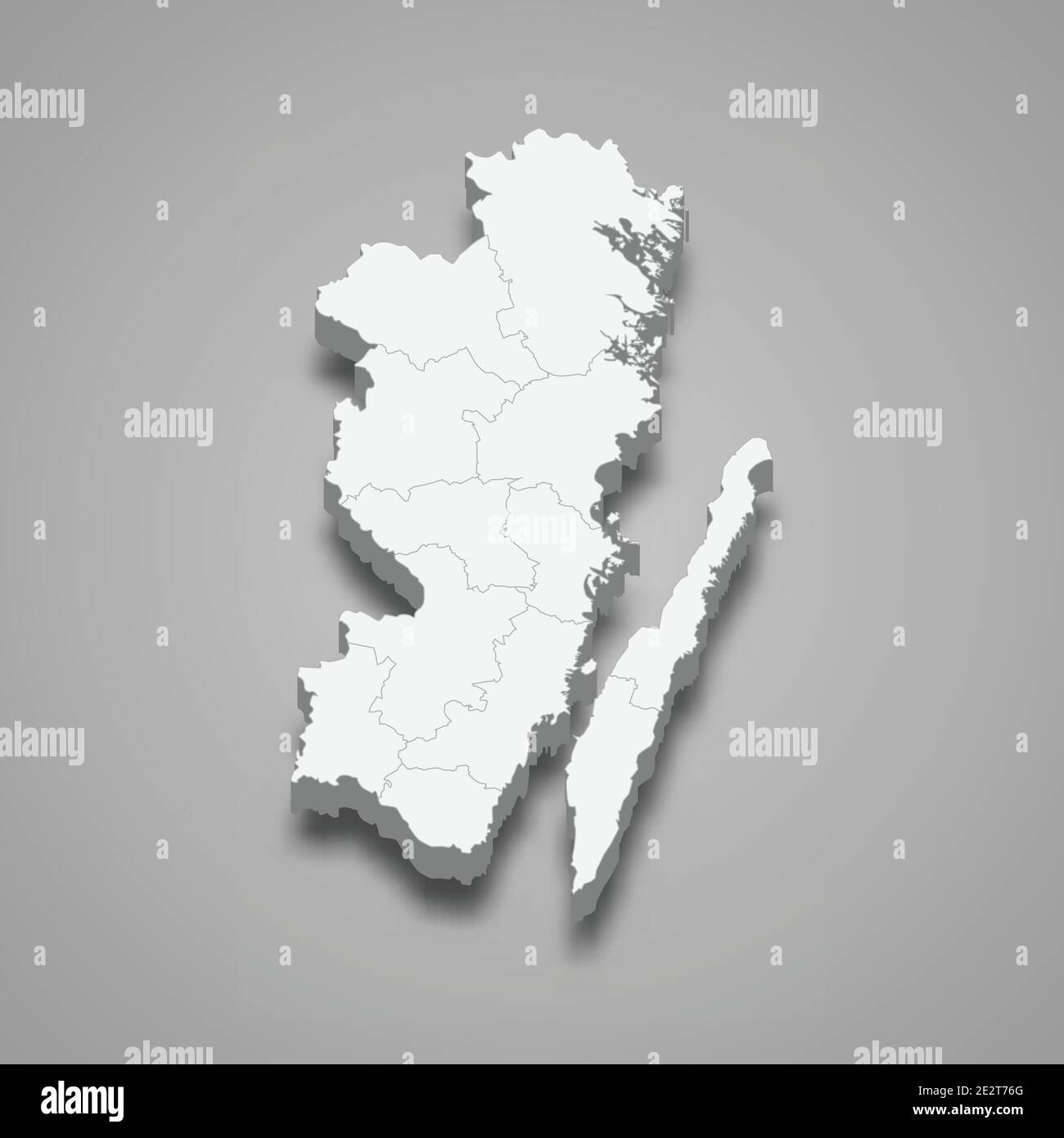 3d isometric map of Kalmar is a county of Sweden, vector illustration ...