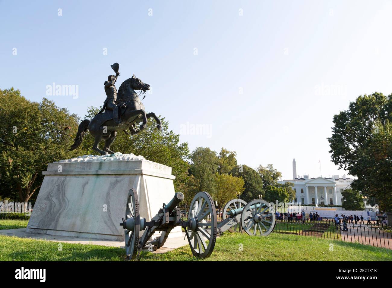 Statue of President Andrew Jackson on Lafayette Square outside of the ...