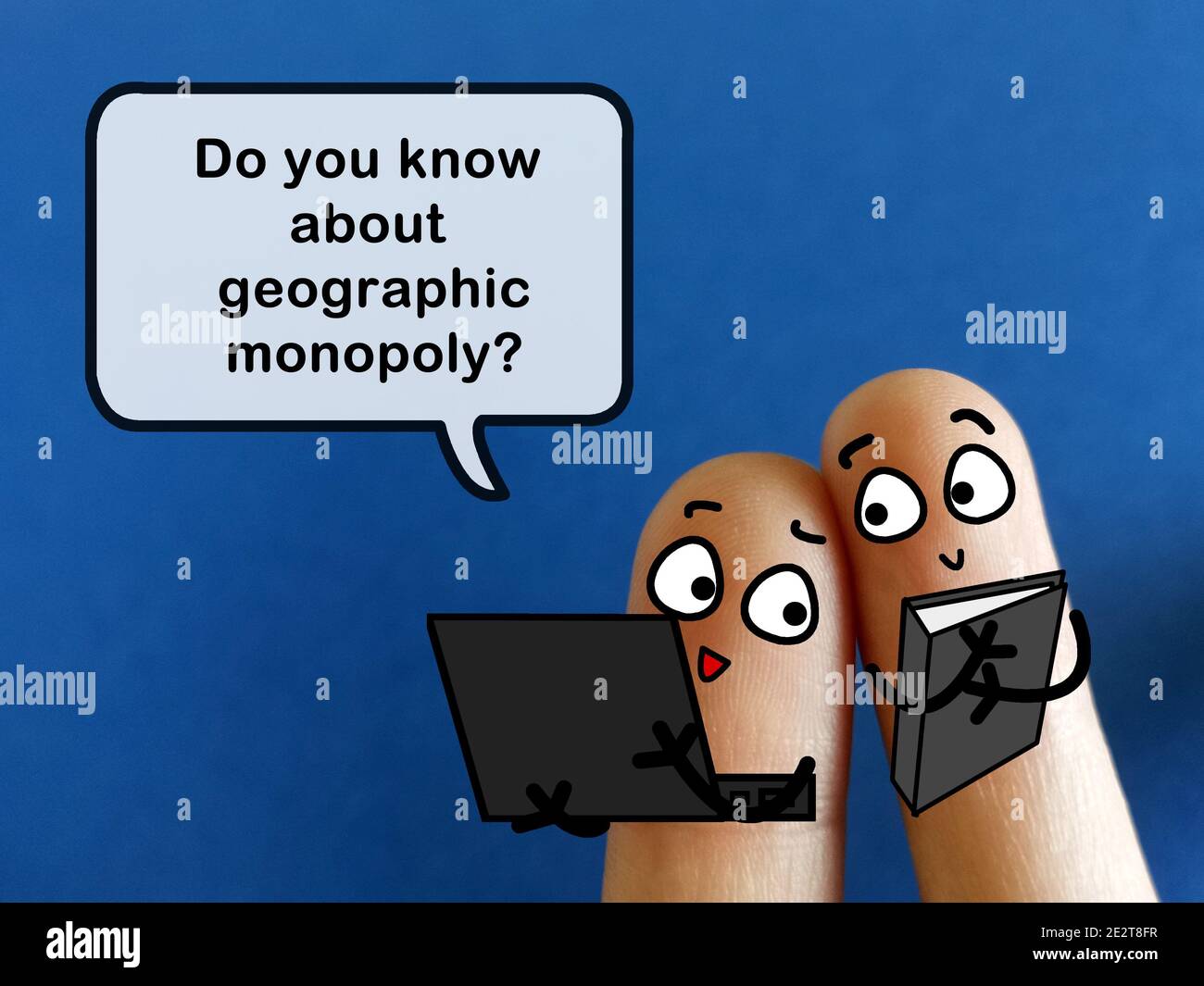 Two fingers are decorated as two person. One of them is asking another ...