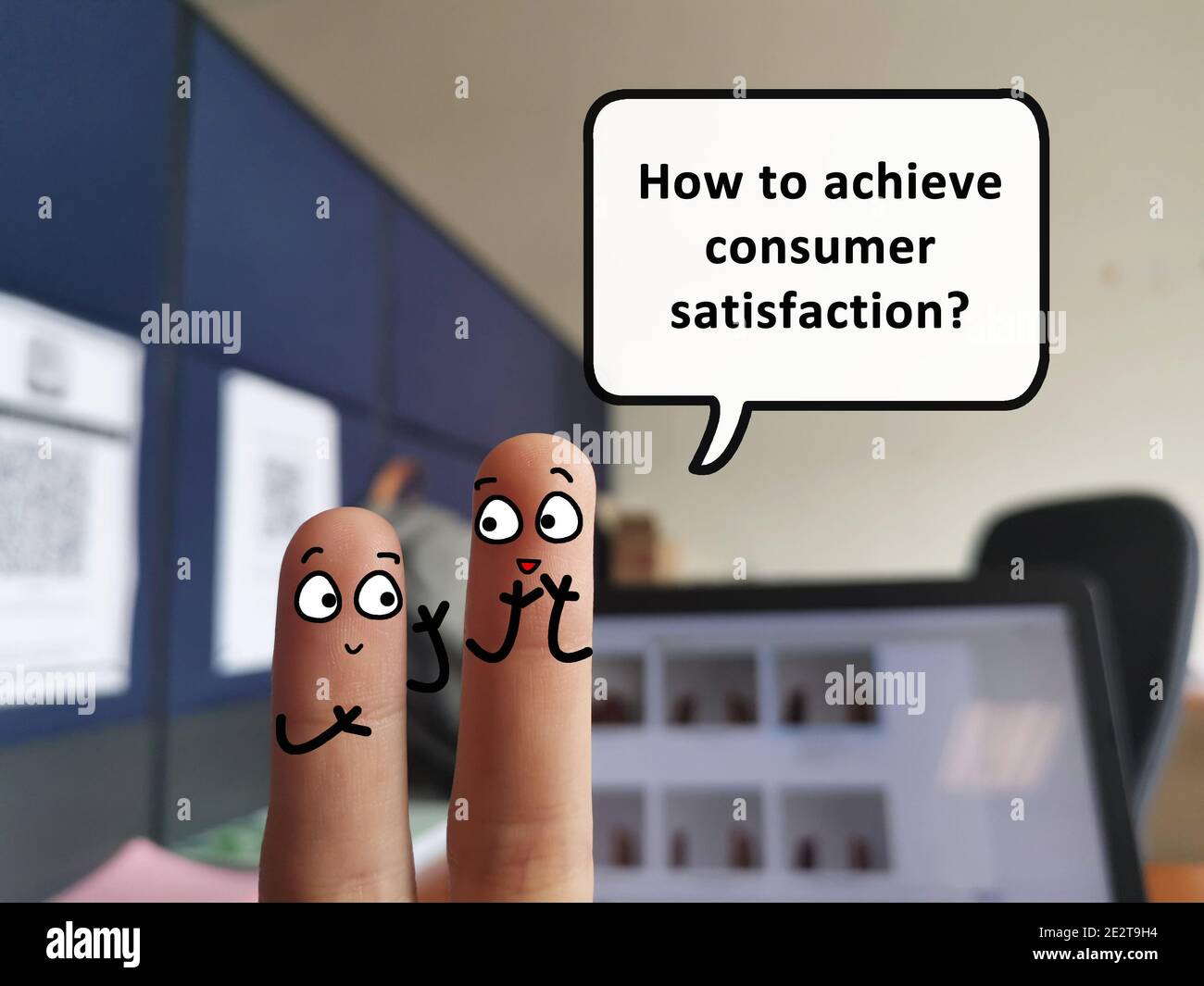 Two fingers are decorated as two person. One person is asking how to ...