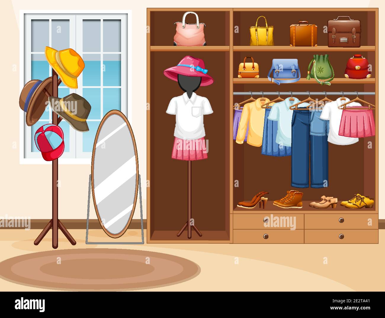 Interior design of dressing room background illustration Stock Vector ...
