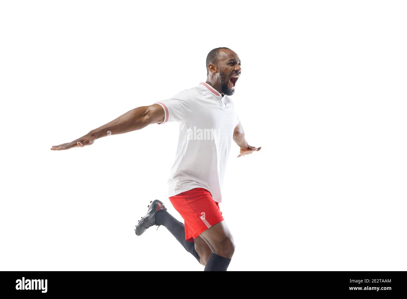 Running and screaming. Funny emotions of professional football, soccer ...