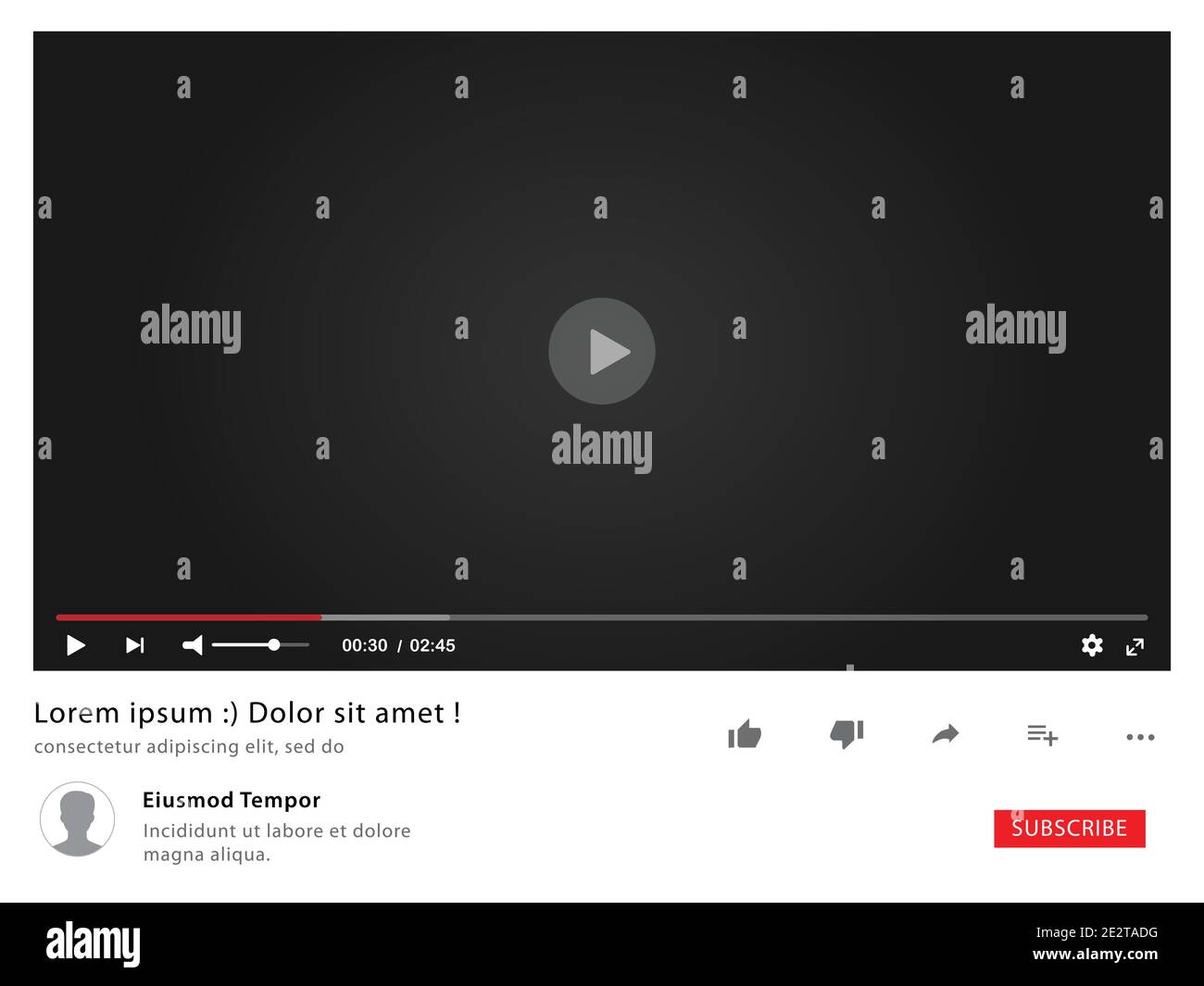 Desktop web video player interface, Template for design Stock Vector ...