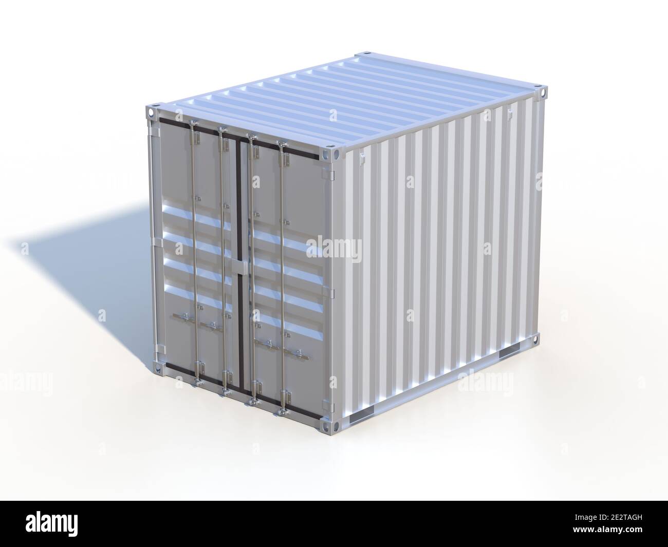 Ship cargo container 10 feet length. Silver grey metallic freight box ...