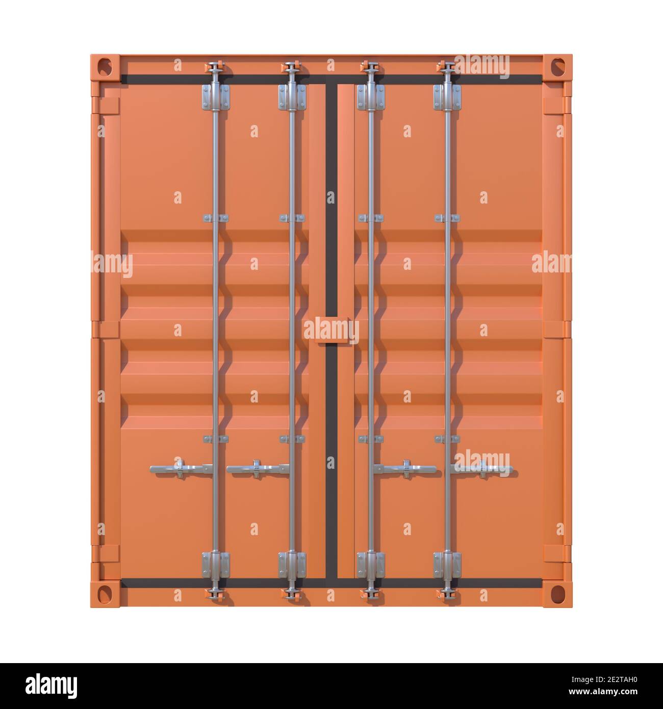 Ship cargo container front view. Brown freight box with doors and ...