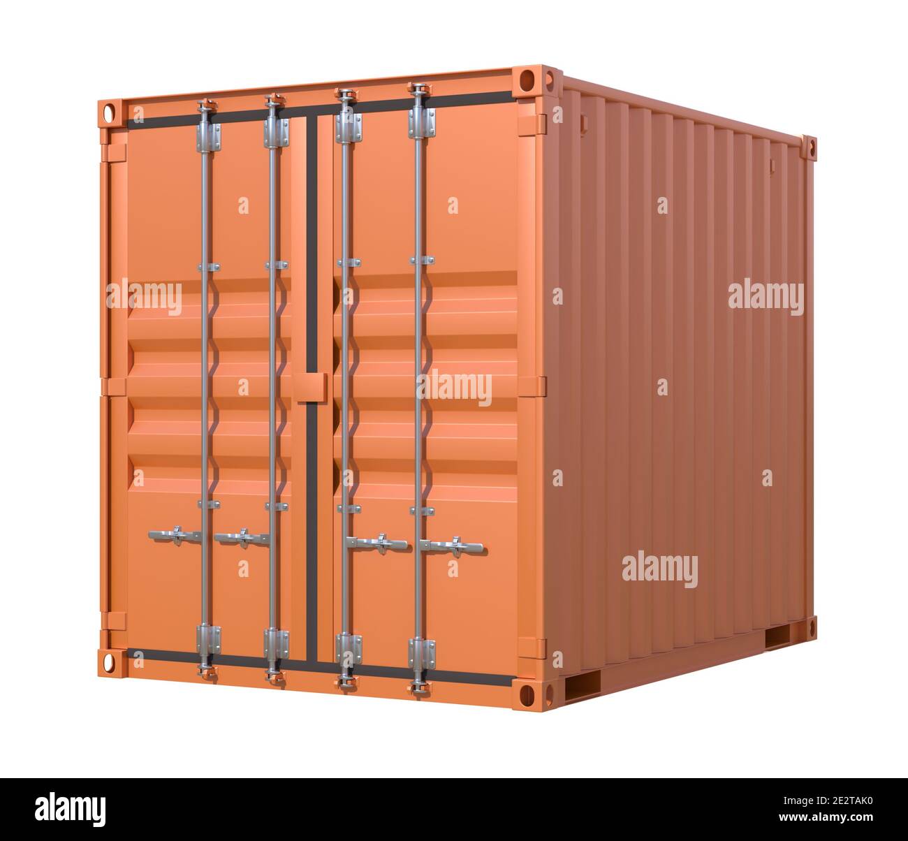 Ship cargo container 10 feet length. Brown metallic freight box ...