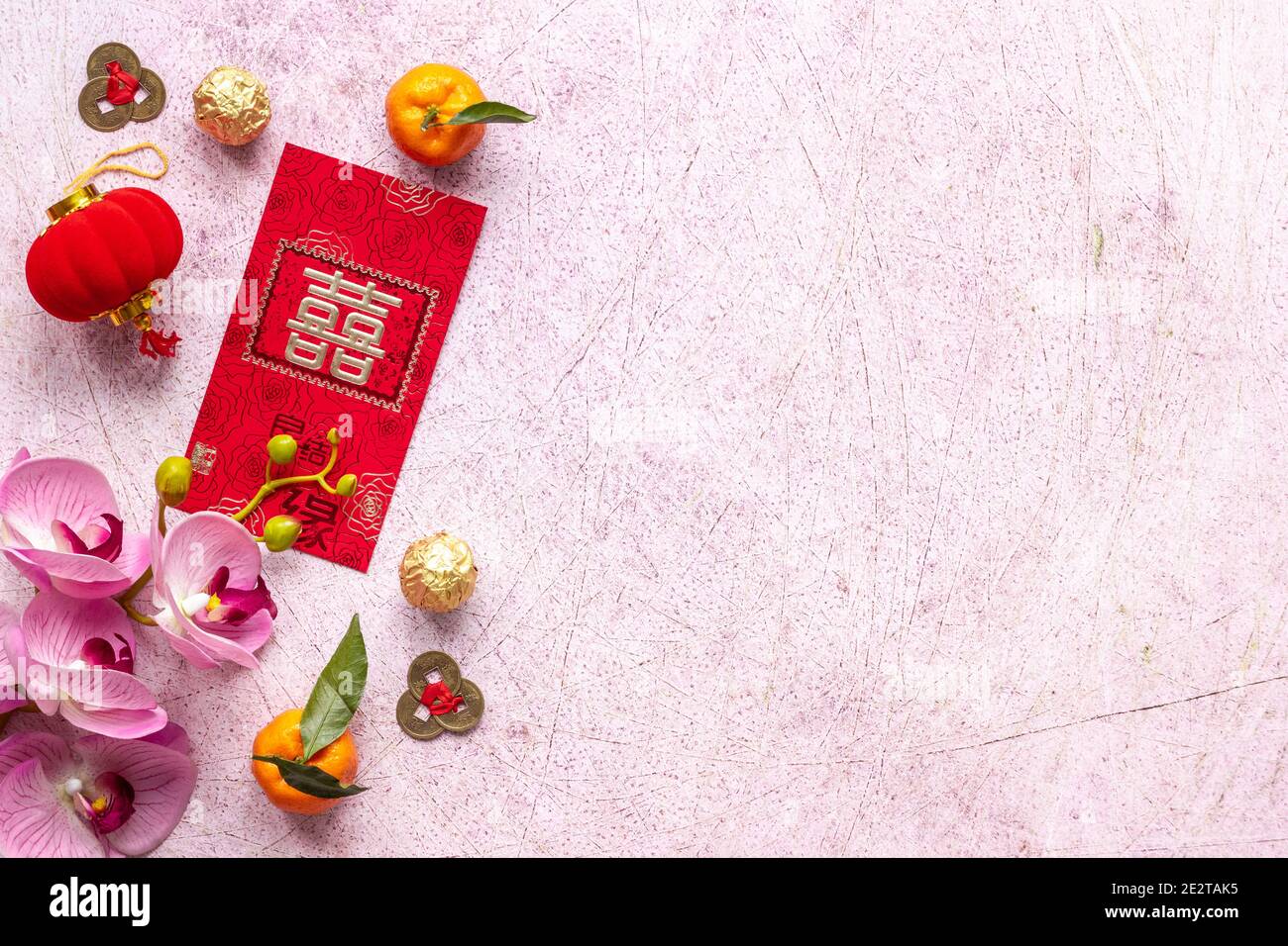 Chinese postcard with character means double happiness. Chinese New ...