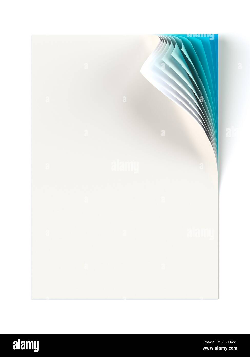Blank document mock up with teal blue curled corner Graphic design ...