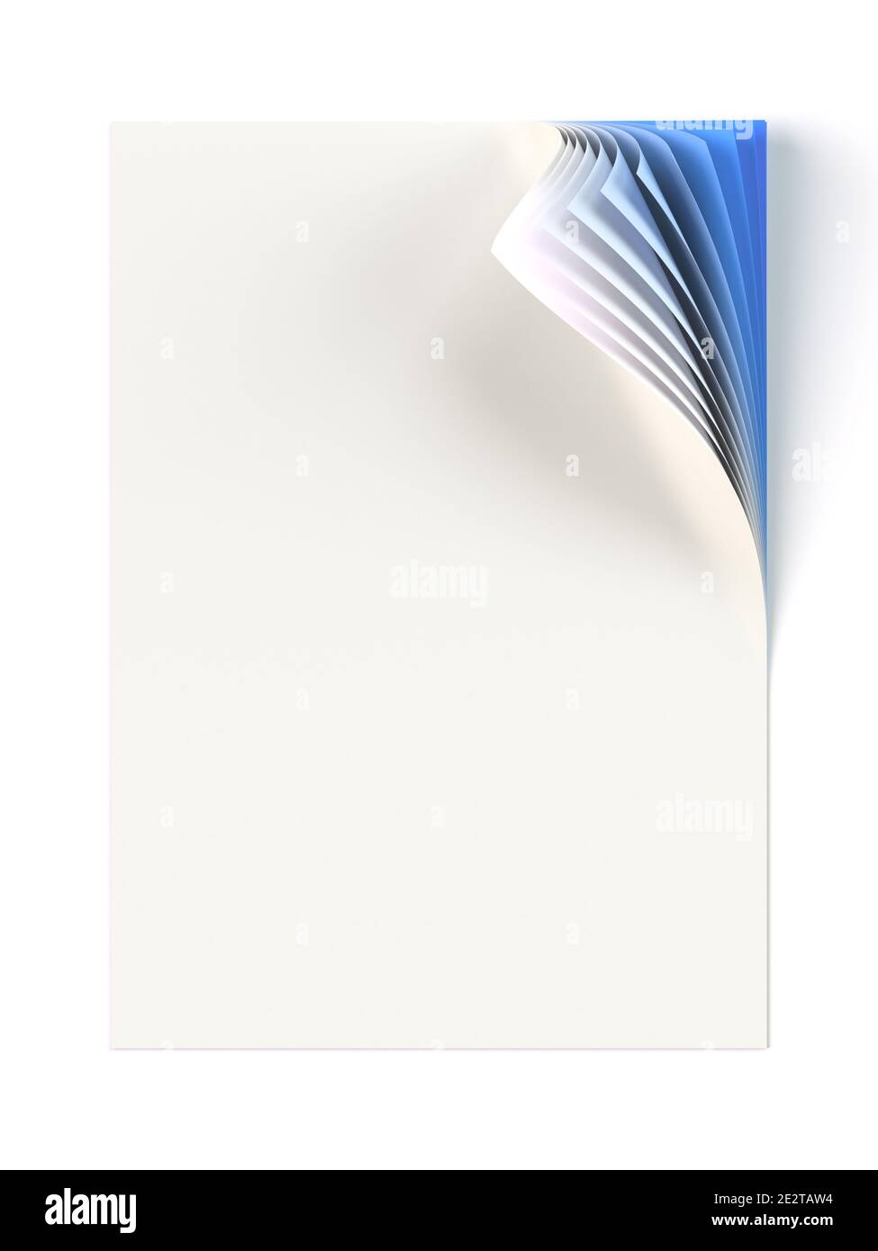 Blank document mock up with blue monochrome curled corner. Graphic ...