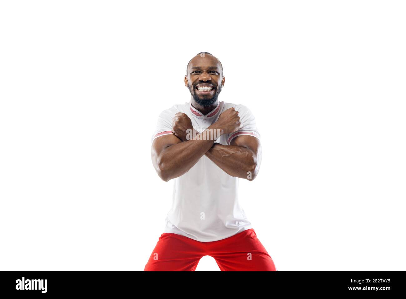 Highly tensioned game. Funny emotions of professional football, soccer ...